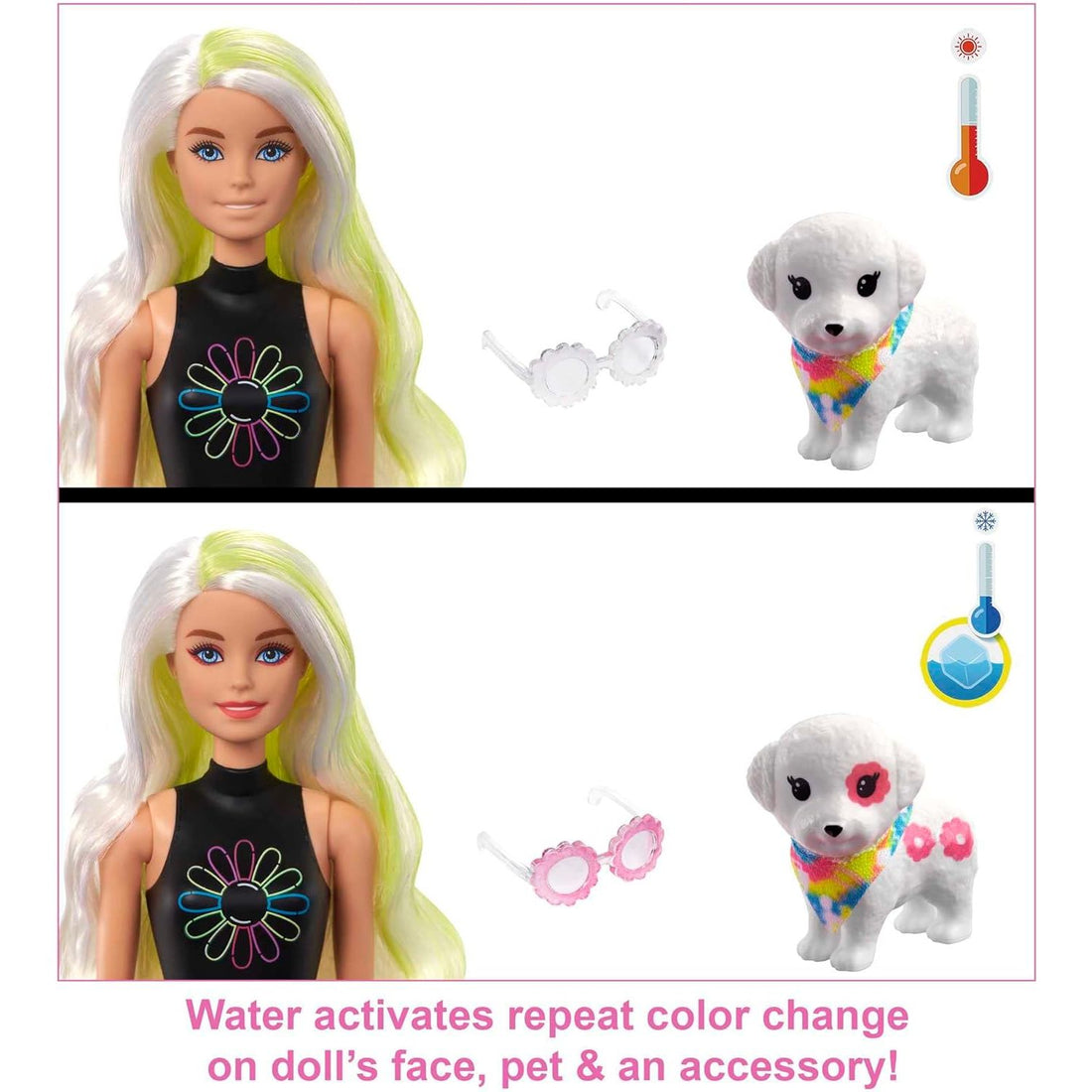 Barbie Colour Reveal Totally Yellow Neon Streaked Hair Doll With Acces ...